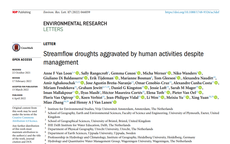What we write: Anne F. Van Loon – Hydrological extremes @ Amsterdam